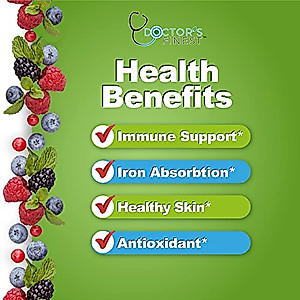 DOCTORS FINEST Vitamin C 1000mg Gummies, Maximum Strength, Vegan, GMO-Free Gluten Free, Great Taste Natural Sour Apple Flavor Gummy Vitamins, Immune Support Dietary Supplement, for Adults, 90 Gummies