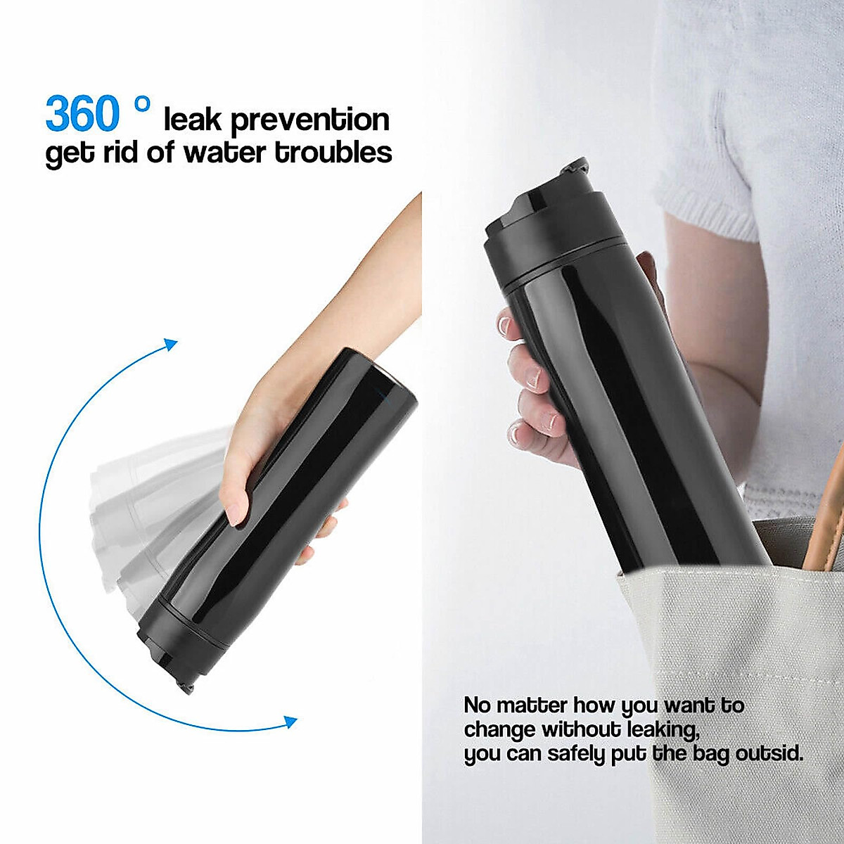 KATOHEKI Portable French Press Coffee Maker Stainless Steel Vacuum Insulated For Coffee/Tea Outdoor Car Travel Cup Coffee Mug, 350ML/12OZ, Black