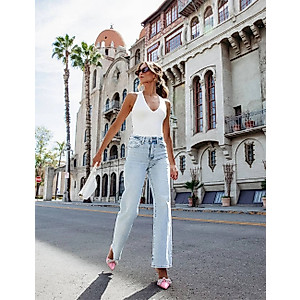 WAYMAKER Bodysuit for Women Sexy Deep V Neck Sleeveless Backless Tank Double Lined Thong Body Suits Going Out Tops (White,Small)