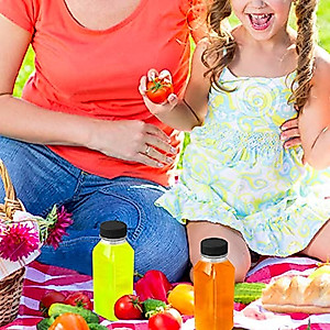 Juice bottles,12 Pack 8oz Juice Bottles Beverage Containers Drink Containers Milk Bulk Containers,Plastic Bottles with Black Tamper Caps Clear Plastic Smoothie Bottles Bulk for Homemade Juices