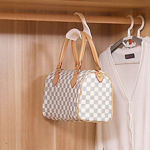 [6-Pack] Widen Purse Hanger Hook for Closet,Bag Hanger and Closet Hanger for Storing and Organizing Handbag ,Cap, Headphone, Backpack,Bag, Protecting Bag Shape & Organizing Space, Plastic White