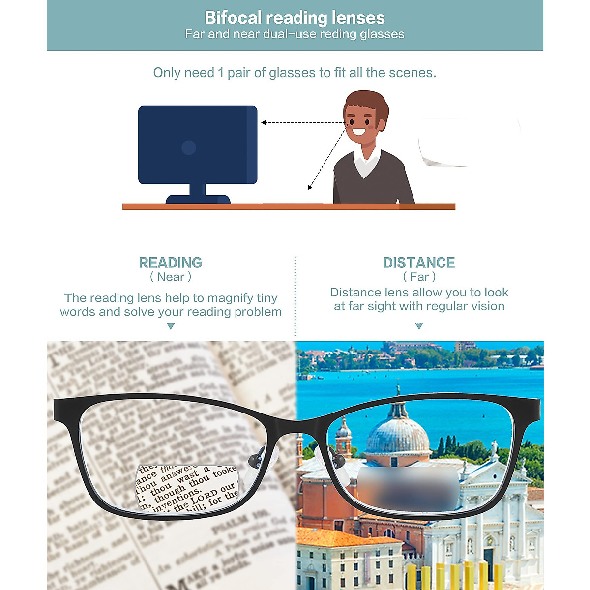 Bifocal Reading Glasses Women Cateye Blue Light Blocking Reader Stylish Clear Upper Computer Designer Small Frame Cute Ladies Cheater Red Eyeglasses Fashion Lined Metal Farsighted Spectacle +2.25