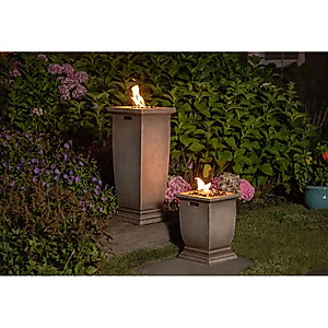 Endless Summer 28 Inch 10,000 BTU LP Gas Outdoor Concrete Style Fire Column Patio Heater with Integrated Ignition and Black Fire Glass, Brown