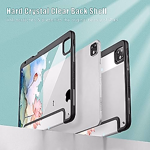 SUROCASE for iPad Pro 11 Inch M2 Case, Clear Back & TPU Cover with Trifold Stand+Pencil Holder for iPad Pro 11 Inch 4th Generation 2022 / 3rd Gen 2021/ 2nd Gen 2020 / 1st Gen 2018, Spring Lotus