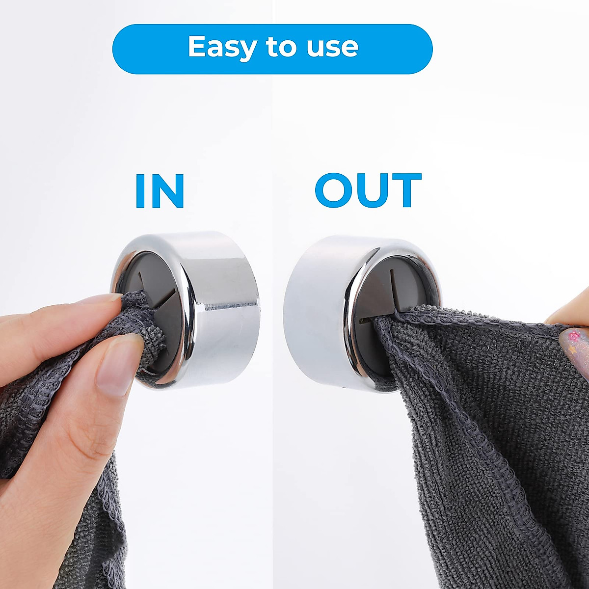 Prasacco 4 Pcs Tea Towel Holders, Self-Adhesive Tea Towel Hooks, Towel Holders for Kitchen Bathroom and Home