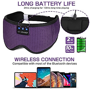 LC-dolida Sleep Headphones, Bluetooth Sleep Mask Sleeping Headphones Wireless Sleep Mask with Bluetooth Headphones 5.2 Bluetooth Eye Mask for Sleeping Long Time Play Music Headset Gifts for Men Women