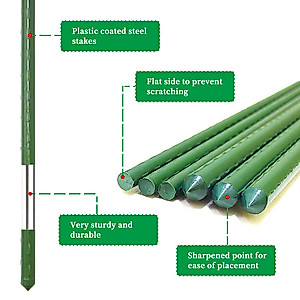 G-LEAF Sturdy Metal Garden Stakes 4 Ft Plastic Coated Steel Tube Plant Sticks for Tomato,Cucumber,Strawberry, Bean,Tree,Pack of 50