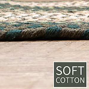 Super Area Rugs Oval 2' X 3' Green - Ivory Oval Braided Rug for Farmhouse Style Kitchens and Bathrooms