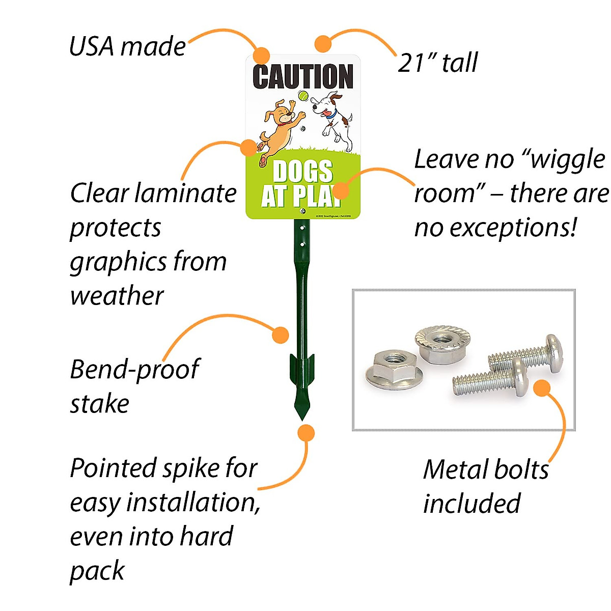 SmartSign 10 x 7 inch “Caution - Dogs at Play” LawnPuppy Yard Sign with 18 inch Stake, 40 mil Aluminum, Laminated Engineer Grade Reflective, Multicolor, Set of 1, Made in USA