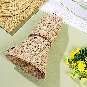 Women Sun Hat Summer Beach Straw Hat Wide Brim Foldable Cap UV UPF 50 Floppy Hat for Outdoor Travel (Khaki)