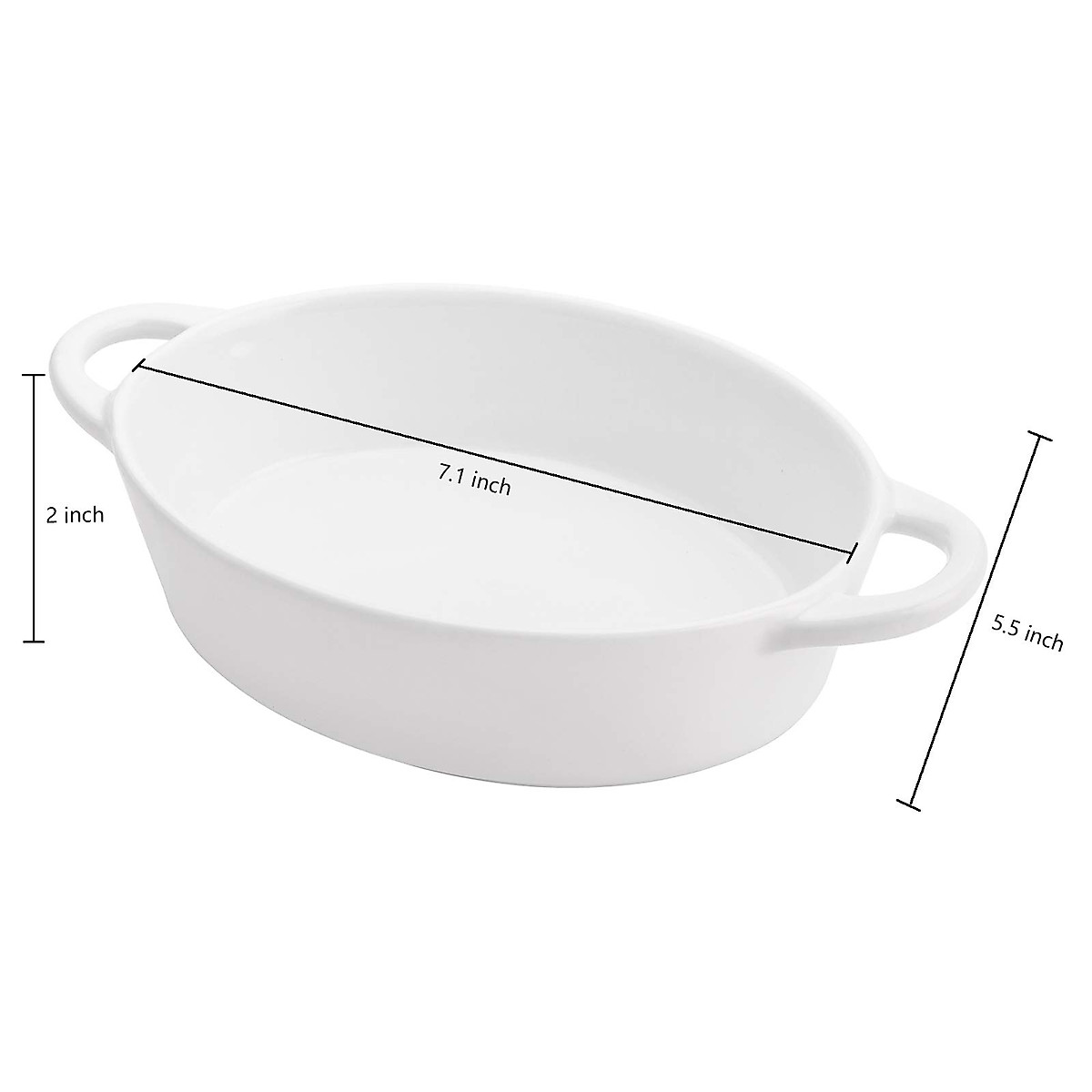 Foraineam 4 Pack 20 Ounce Porcelain Ramekins with Double Handles Oval Creme Brulee Souffle Baking Dishes