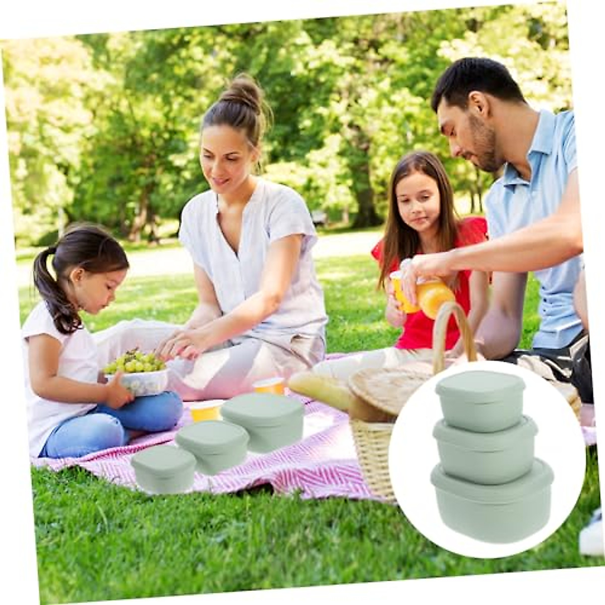 VINTORKY 3 Silicone Food Storage Boxes Airtight Containers with Lids for Portable Meal Box