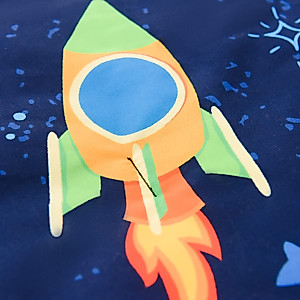 NTBED 4 Pieces Toddler Bedding Set for Baby Girls Boys,Galaxy Space Planet Printed, Includes Comforter, Flat Sheet, Fitted Sheet and Pillowcase