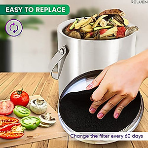 Activated Charcoal Filter Kitchen Compost Bin - 12Pcs Replacement Charcoal Filters Countertop Compost Bucket for Kitchen Countertop - Garbage Pail Odor Control Activated Carbon Adsorption Refill Set