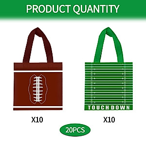 HABDJILTY 20 Pcs Football Party Decorations Football Favor Bags Goodie Gift Non-woven Bags Reusable for Football Games Birthday Party Supplies