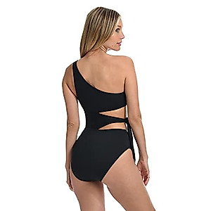 La Blanca Womens Island Goddess Shoulder One Piece Swimsuit, Black, 8 US