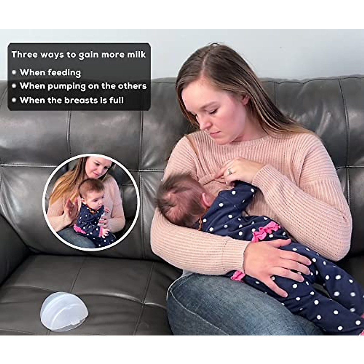 Manual Wearable Breast Pump for Breastfeeding(2Pcs)︱Hands Free, Kick-Proof︱Leakproof with Sealed Flange︱Comfortable for Long Wear︱Replace Nursing Pad︱Small and Easy to Carry
