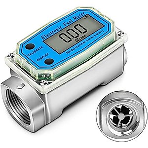 Digital Flow Meter 1 inch Turbine Water Flowmeters 30 GPM Fuel Lab Counter Gauge for Gas Diesel Kerosene Gasoline Oil High Accuracy Electric Measurement