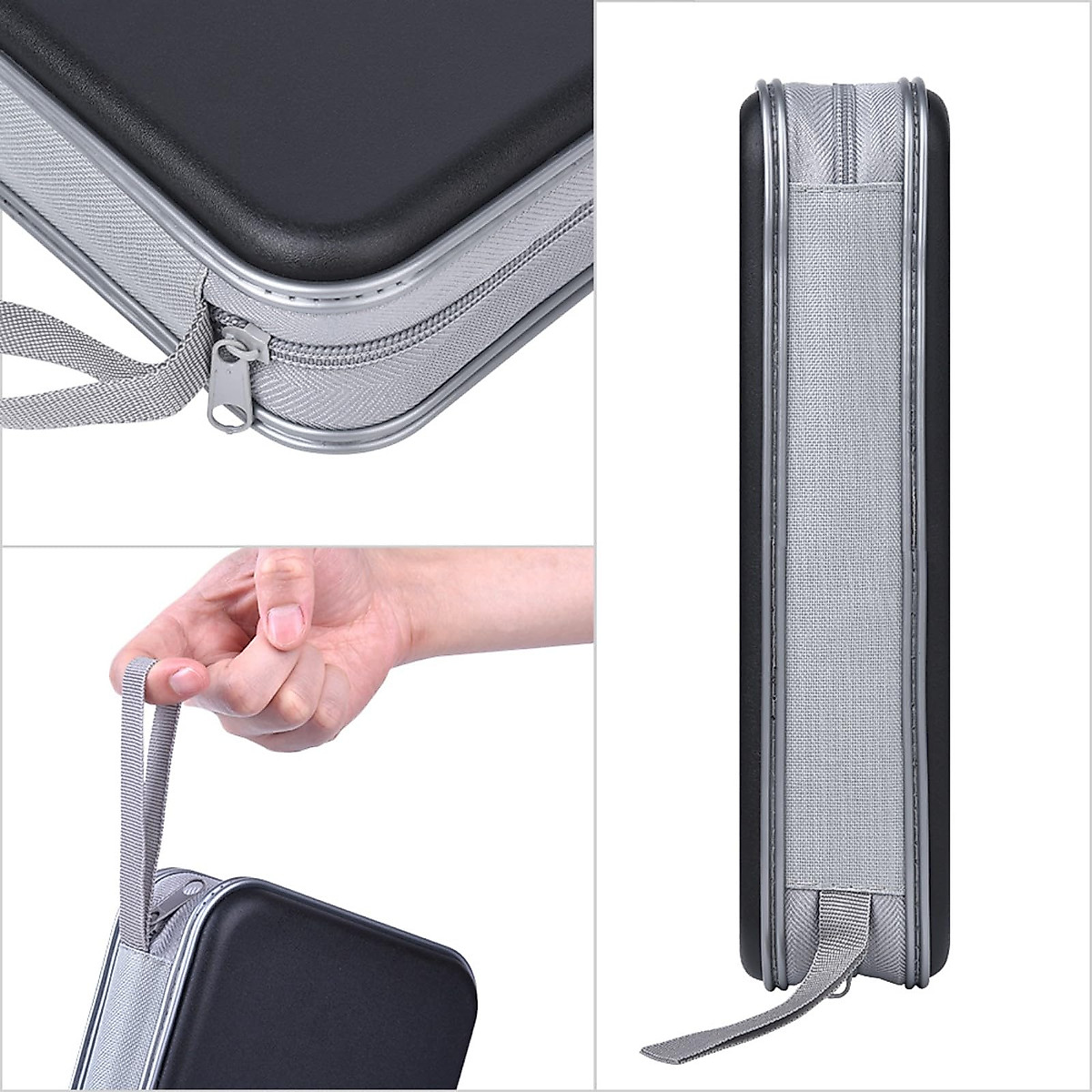 alavisxf xx CD Case, 96 Capacity Hard Plastic CD Holder Protective DVD Disc Storage Case Holder Portable Zipper CD DVD Organizer Storage Wallet for Car Home Travel (96 Capacity, Black)