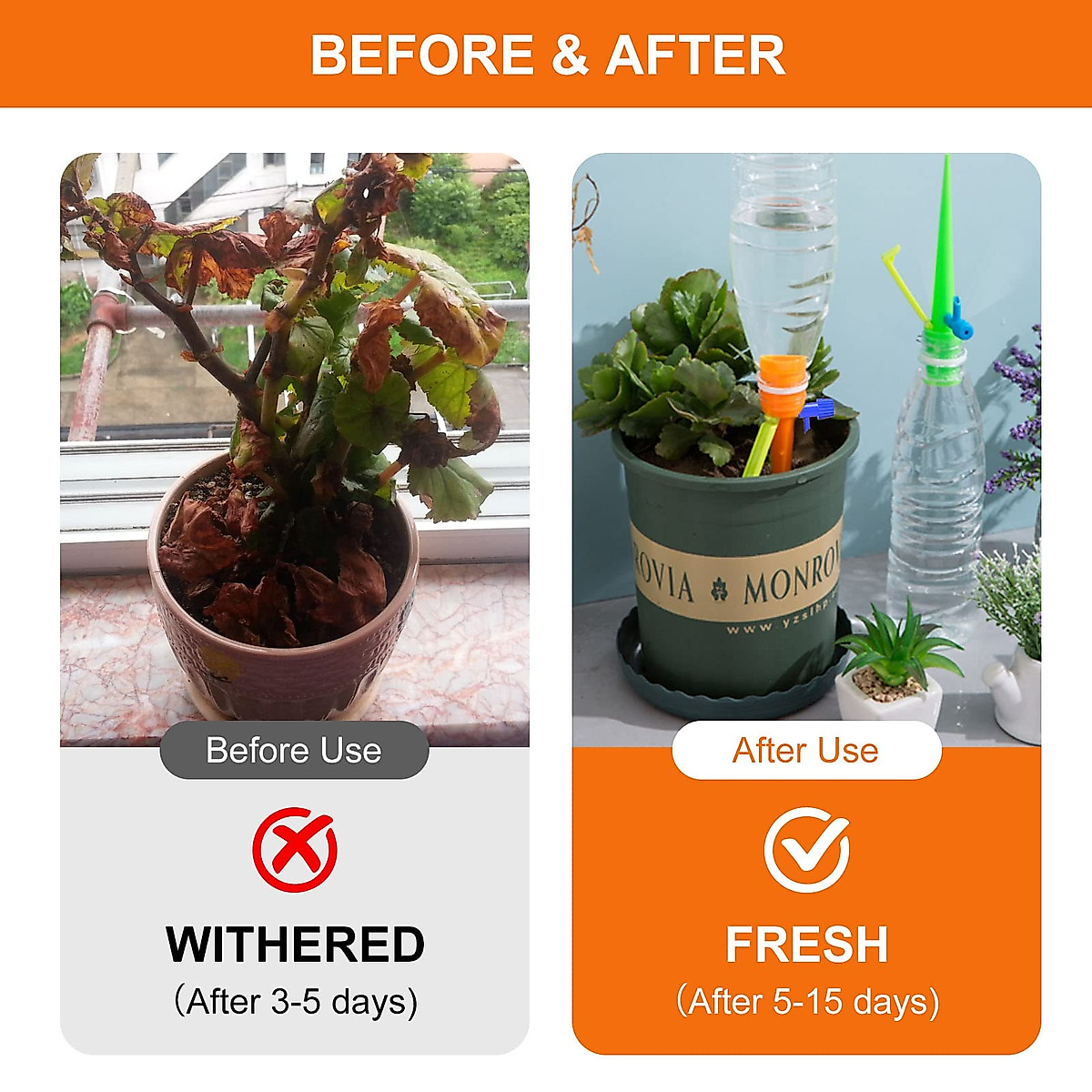 12 PCS Self Watering Spikes, Adjustable Plant Watering Devices, Drip Irrigation System with Slow Release Control Valve Switch - for Outdoor Indoor Plants Use