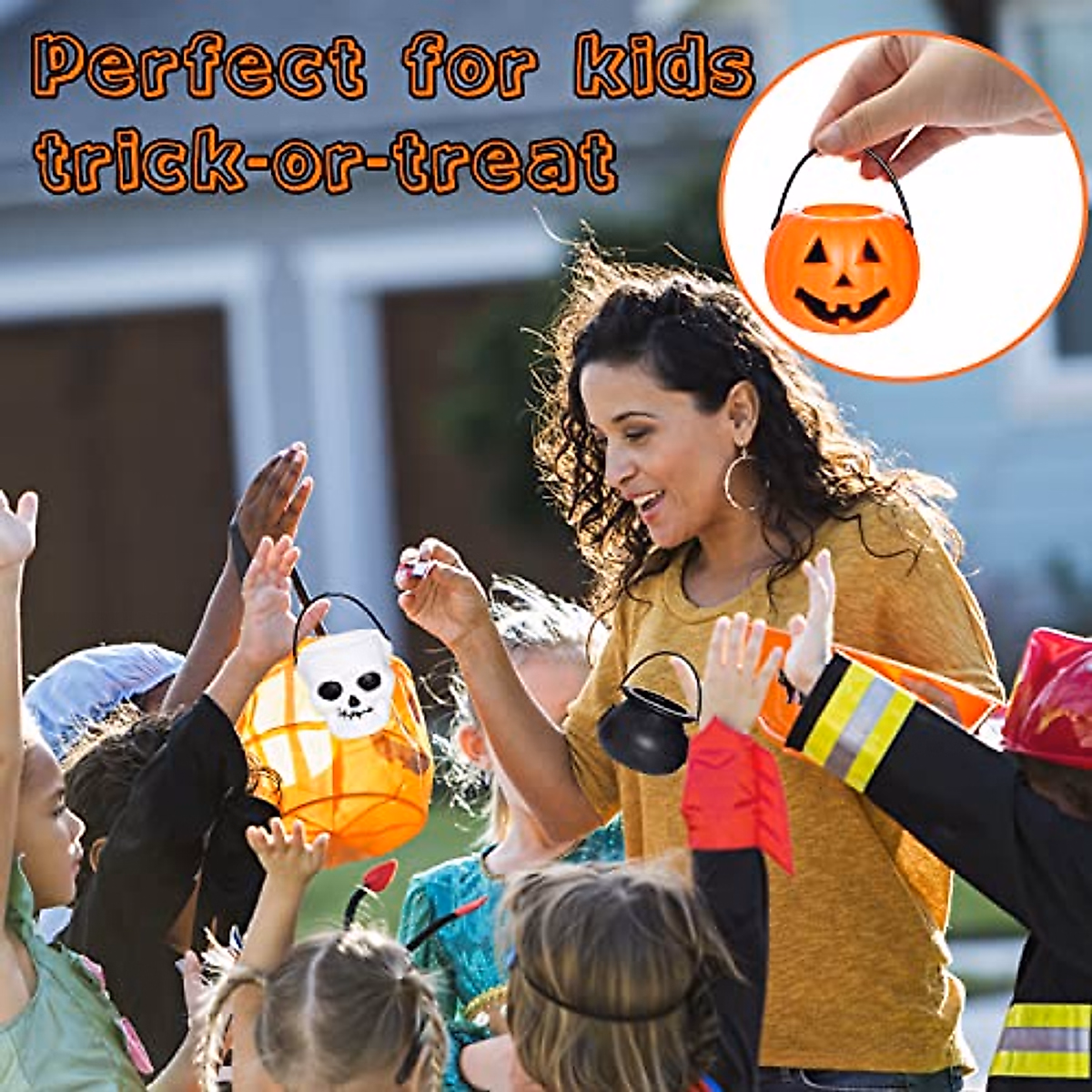 14 Pieces Halloween Candy Bucket,Mini Halloween Candy Holder,Pumpkin Ghost Cauldron Candy Bucket for Trick or Treat,Halloween Party Supplies