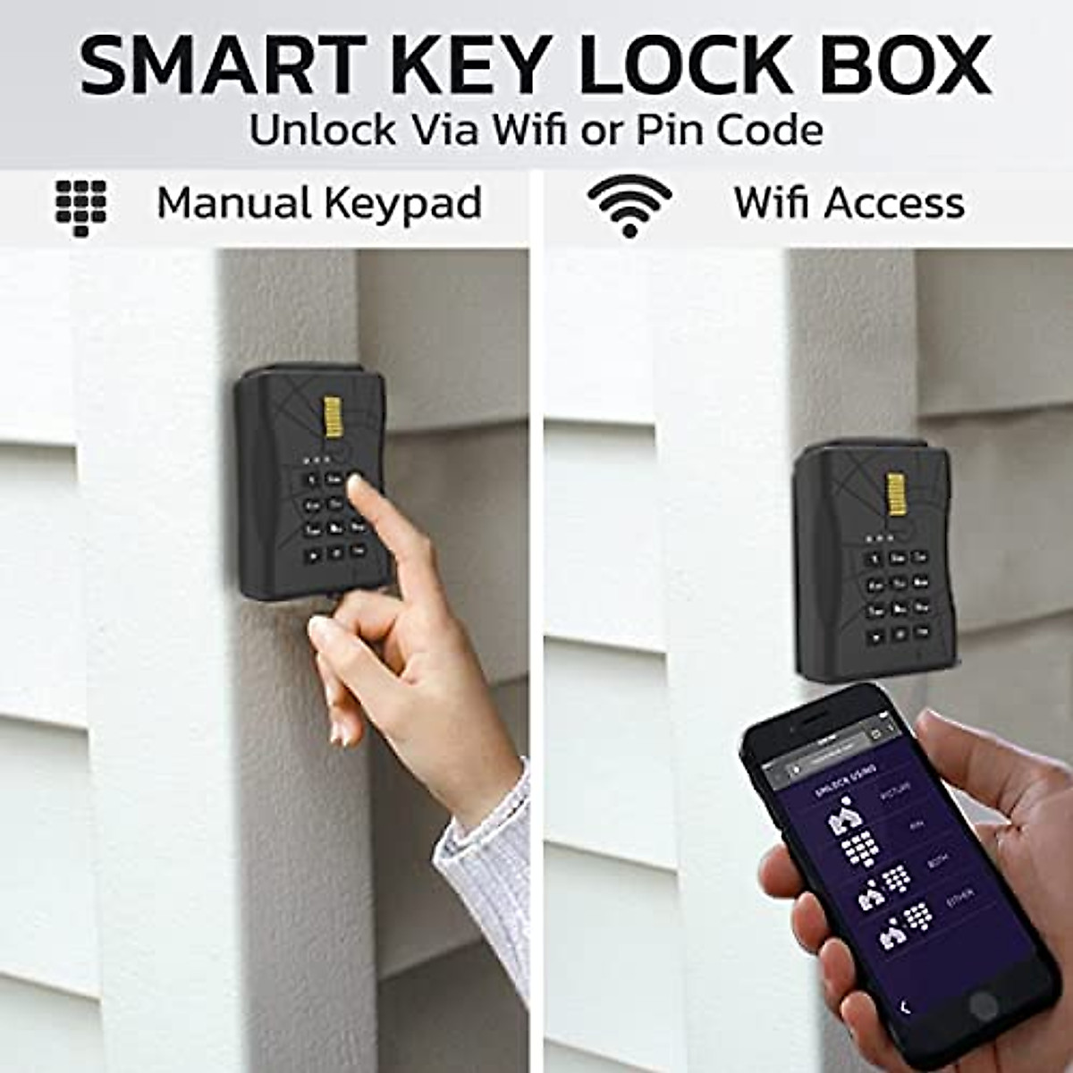 NU-SET Eyecon WiFi-Enabled Smart Lock Box Key Sharing for Home, Commercial Use, Real Estate, or Vacation Rental - Manage Access Remotely, Exclusive Feature Blockchain Secure Photo Key, 7080-3