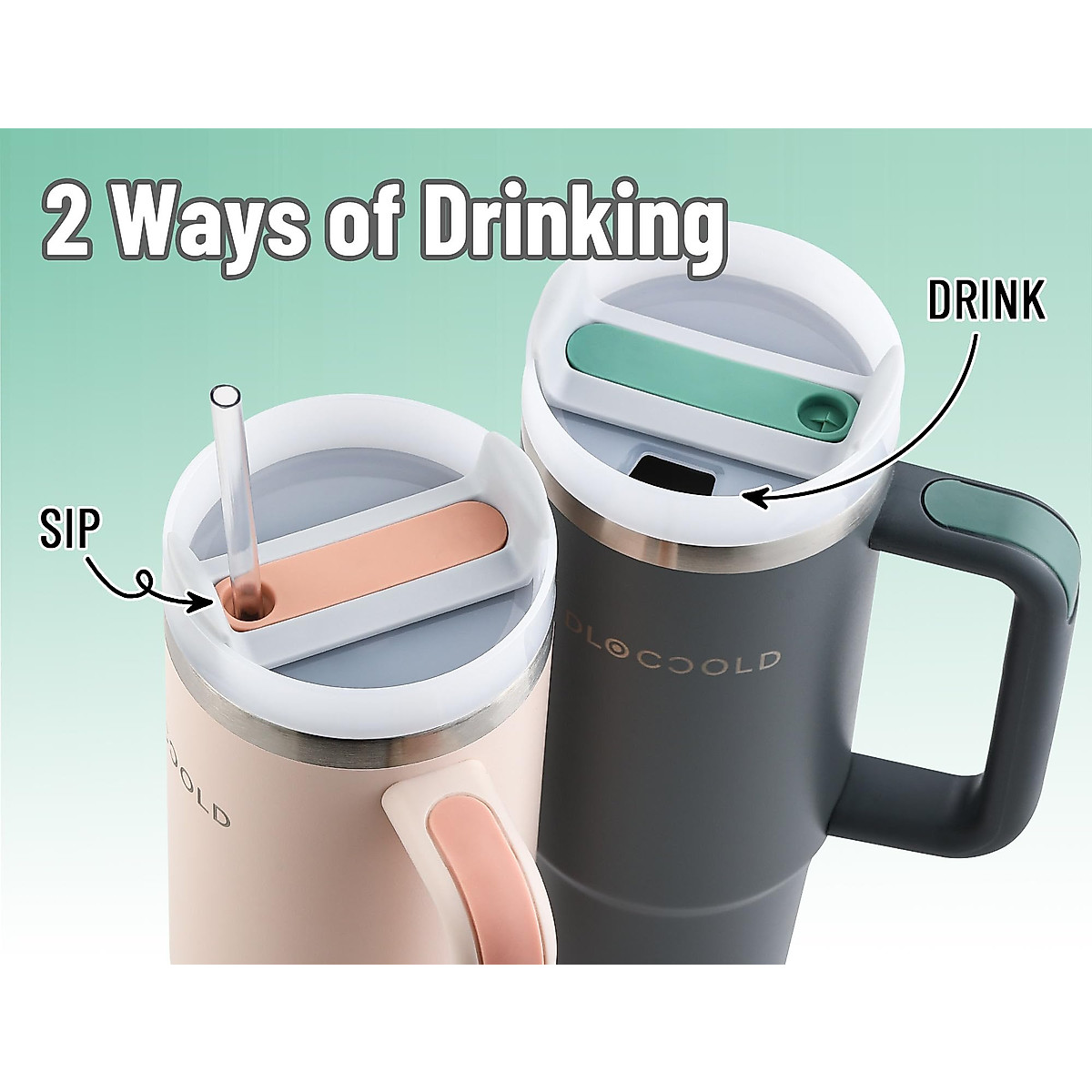 DLOCCOLD 30 oz Stainless Steel Tumbler with Handle, Insulated Tumbler With Lid & Straw, Travel Mug Cup Holder Friendly, Reusable Large Tumbler for for Water, Iced Tea or Coffee, Gift for Men Women