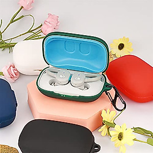 2 Pack DAYJOY Soft Silicone Protective Case Cover Compatible with Skullcandy Push Active Earbuds, Protective Skin Sleeve with Key Chain(Black+Blue)