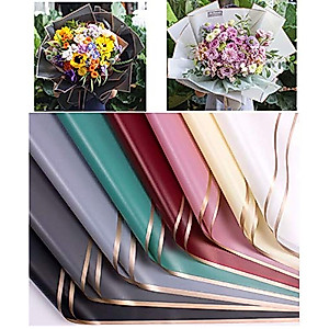 XICHEN 20 Counts /10 Colors Gold Edge Flower Wrapping Paper,Florist Bouquet Supplies,DIY Crafts,Gift Packaging or Gift Box Packaging, Waterproof Floral Wrapping Paper 22.8 * 22.8Inch