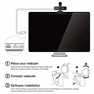 Computer Camera with Microphone,LarmTek 1080P Webcam with Webcam Cover Compatible with Mac OS Windows Laptop PC Desktop,HD Webcam for Live Streaming Gaming Calling Video Conferencing