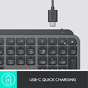 Logitech MX Keys Wireless Illuminated Keyboard, Quiet Perfect-Stroke Keys, Logi Bolt Technology, Bluetooth, Rechargeable, Globally Certified, Windows/Mac/Chrome/Linux - Graphite