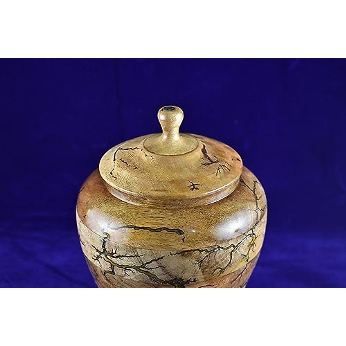 Royal Yellow Lichtenberg Figure Urn for Human Ashes Wooden Urn Box with Lid Pet urn Cremation urn Burial Urn Box Adult Funeral Urn Resin Urn Ashes Keepsake Urn for Ashes Wooden Urns (Medium)