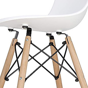 SUPER DEAL Mid Century Modern DSW Shell Lounge Plastic Dining Chair Set of 4, Side Chairs with Solid Wood Legs for Living Room, Kitchen, Dinning Room, Bedroom, White