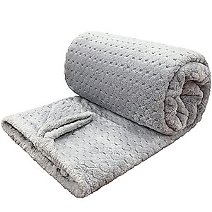 Mocaletto Waffle Textured Extra Large Fleece Blanket,300GSM Jacquard Pattern Breathable Decorative Blanket for Couch Sofa Bed,Super Cozy and Comfy for All Seasons(Light Grey,50 * 60inch)