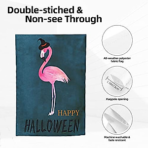 Mr.Tom Flamingo Halloween Garden Flag 12x18 inch Double Sided Yard Fall Welcome Flags for Halloween Thanksgiving Day Party Home Decor Winter Lawn Decoration