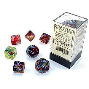 Chessex Polyhedral Dice Set: Nebula Luminary - Primary w/Blue (7)
