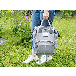 BEABA Wellington Diaper Bag Backpack, Mom Dad Diaper Backpack, Girls Boys Multi-Function Baby Travel Bag with Changing Pad and Stroller Straps, (Grey)
