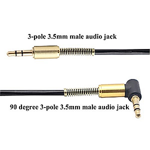 AAOTOKK 3.5mm Coiled Cable 90 Degree Right Angle 3-Pole 3.5mm Male to 3.5mm Male Right Angle TRS Jack Stereo Audio Spring Aux Cable for All 3.5mm-Enabled Smartphones,Tablet and MP3 Players(1.5m)