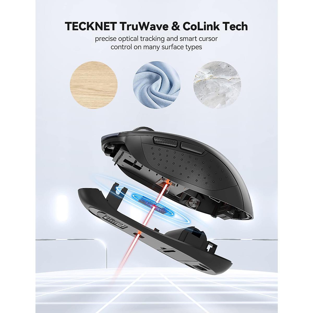 TECKNET Wireless Mouse for Laptop, 2.4G Wireless Computer Mouse, 5-Level Adjustable 4800 DPI, Silent Mouse with Receiver & 6 Buttons, 18 Months Battery Life, USB Portable Mouse for Mac, Chromebook