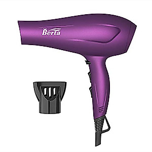 Matte Purple Hair Dryer 1875W Powerful Fast Drying Negetive Ion Blow Dryer Strong Air Flow 2 Speed & 3 Heat Settings DC Motor Plus One Concentrator