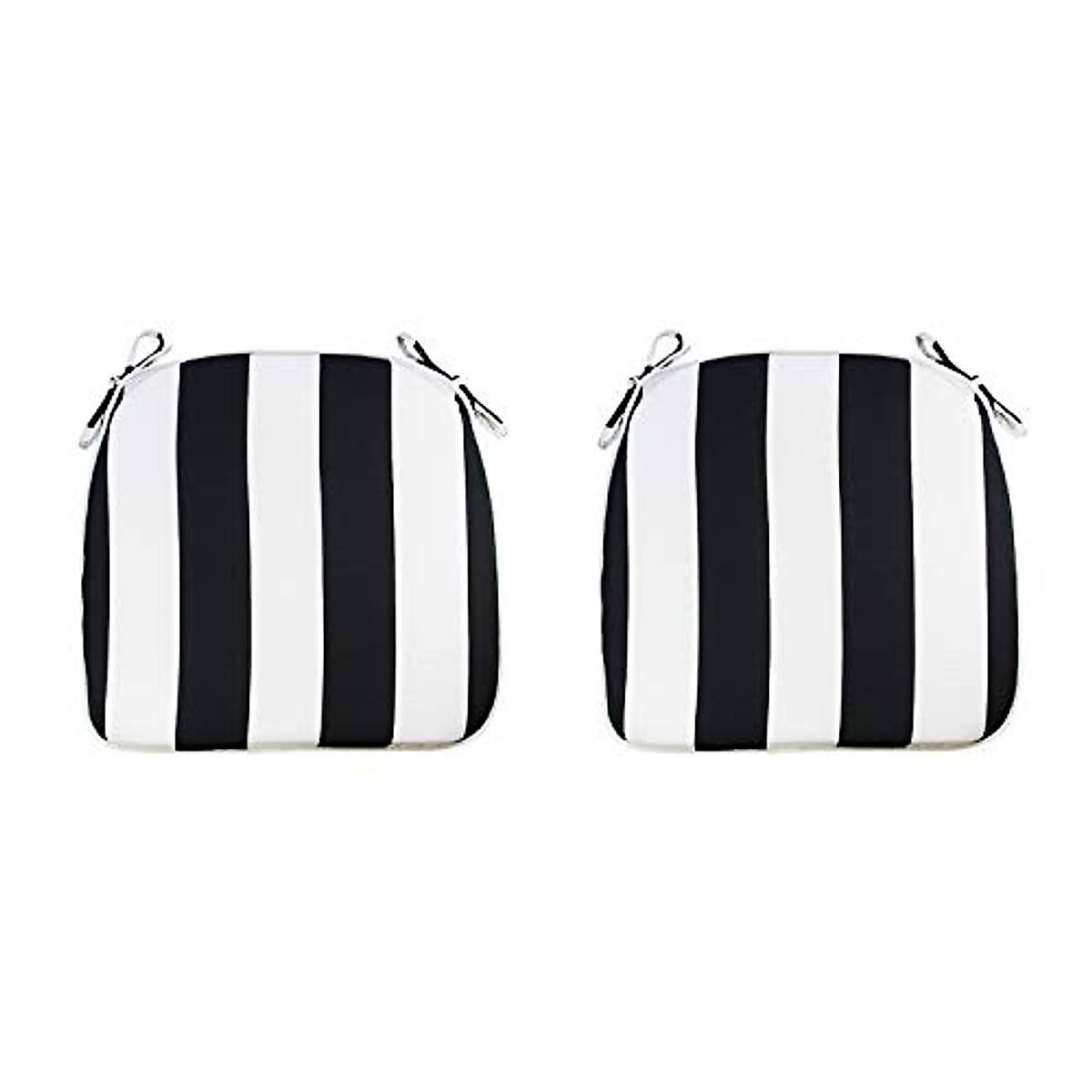 FBTS Prime Outdoor Seat Cushions Set of 2 Patio Chair Cushions with Ties 16x17 Inch Black Stripe U-Shape Chair Pads for Outdoor Patio Furniture Garden Home Office