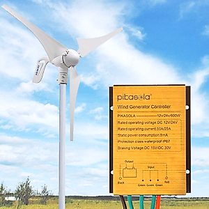 Pikasola Wind Turbine Charge Controller Mini Wind Turbine Generator Controller IP67 Waterproof 12V/24V Automatic Controller Suitable for 400Watt 500Watt 600Watt Wind Turbine System