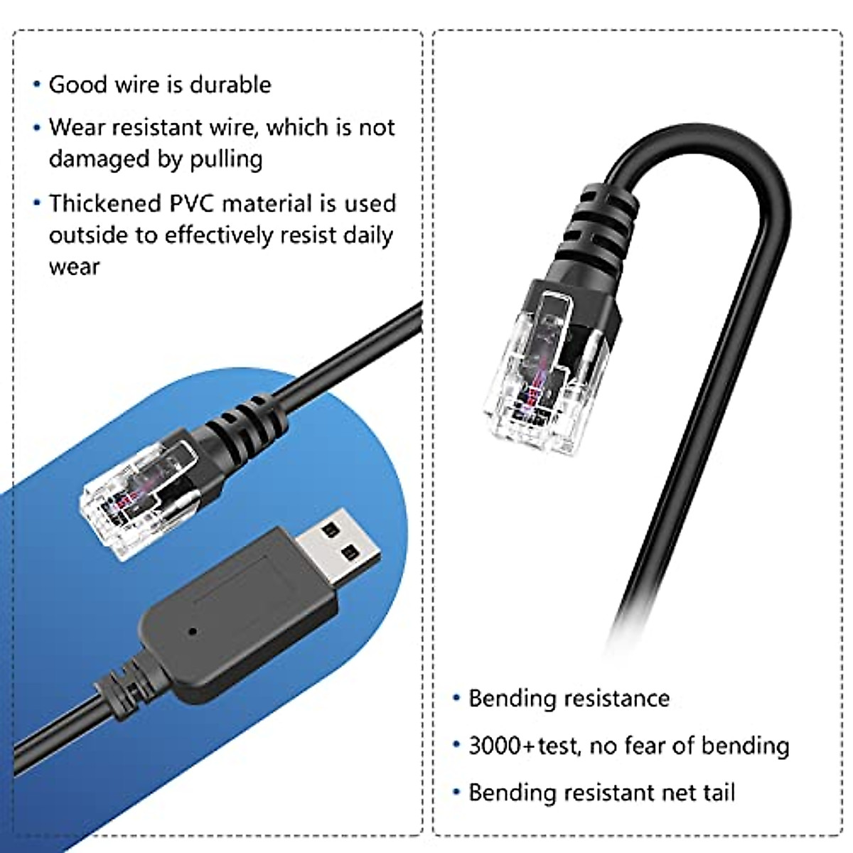 SDSACZMU Radar Detector Cable, USB to RJ11 Plug Cable,Replacement Power Line of Radar Detector,for Uniden Escort Beltronics Radar Detector, 3.3 ft