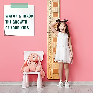 Wood Growth Chart for Kids with Picture Frames Boho Wooden Height Measurement Ruler Milestone Markers Foldable Height Chart for Kids Measuring Chart for Wall Boy Girl Room Nursery Decor Keepsake Gift