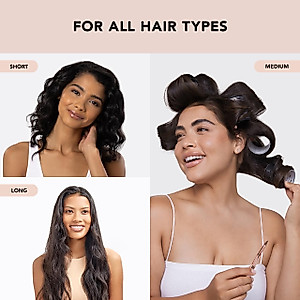 Kitsch Ceramic Thermal Rollers - Self Grip Hair Rollers for Blowout Look Long Hair, Curlers for Short Hair and Medium Hair, Volume Curls, Ceramic Coated Core, Valentines Gift for Her - Black, 8pc