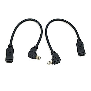 chenyang 2 Pack Mini USB Extension Cable USB 2.0 Mini USB 5Pin Male to Female 90 Degree Angled Data Power Extension Cable Adapter 0.2M