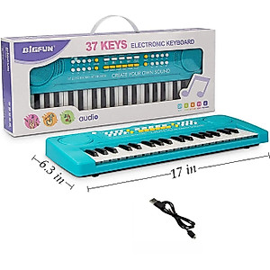 BIGFUN Kid Keyboard Piano - 37 Keys Keyboard Piano Kids Multifunction Music Educational Instrument Toy Keyboard Piano for 3, 4, 5, 6, 7, 8 Girls and Boys (Blue)