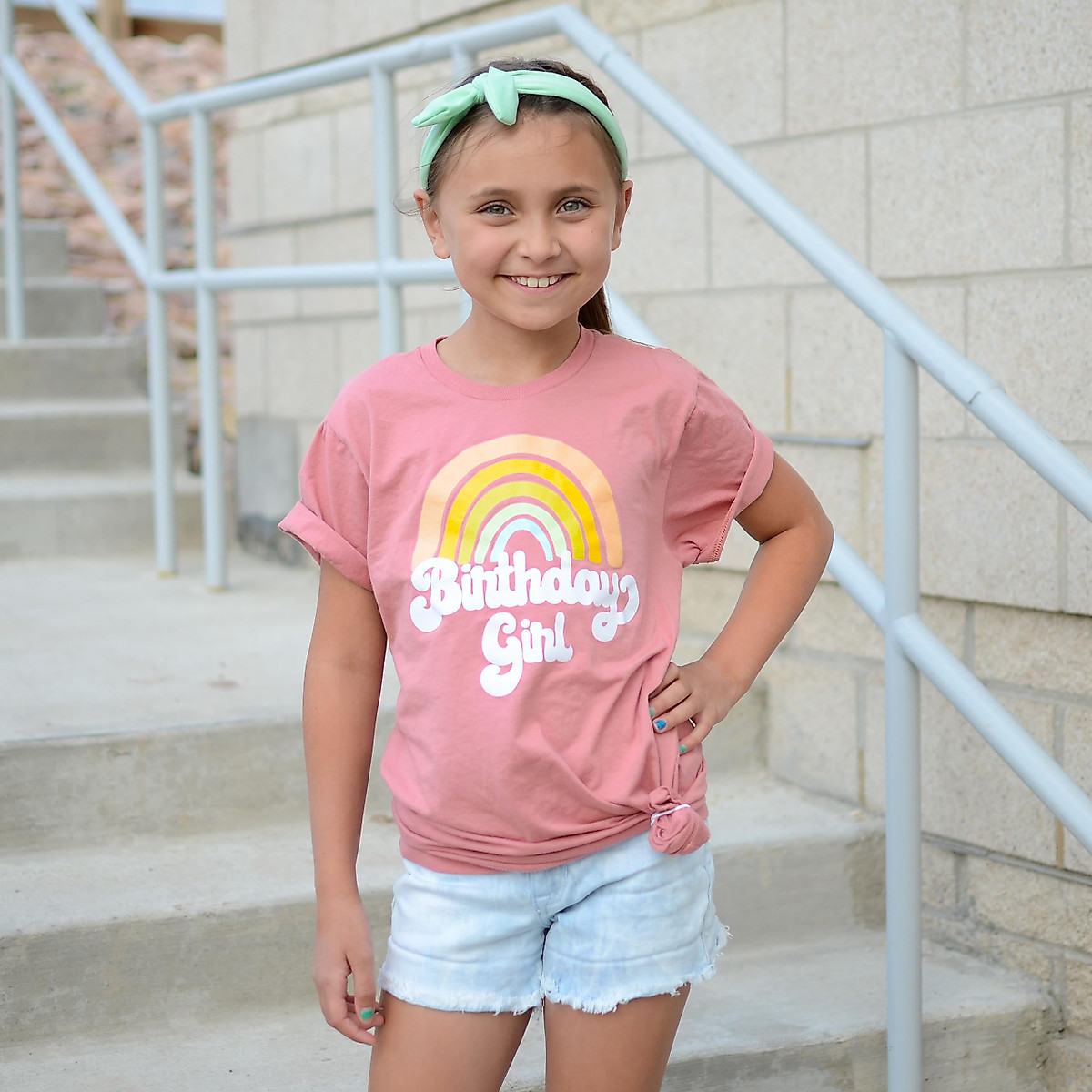 Retro Rainbow Birthday Girl Colorful Shirts for Baby and Toddler Girls Birthday Outfits Mavue Shirt Medium