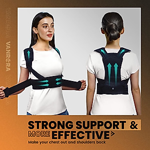 VANRORA Posture Corrector for Women and Men, Back Brace Fully Adjustable & Comfy, Support Straightener for Spine, Back, Neck, Clavicle and Shoulder, Improves Posture and Pain Relief S/M