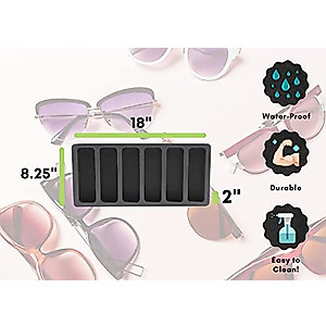 Polar Whale Sunglasses Drawer Organizer Tray Insert for Home Bedroom Bathroom Vanity Dresser Counter Table Waterproof Washable Black Foam 6 Compartment 8.25 x 18 Inches
